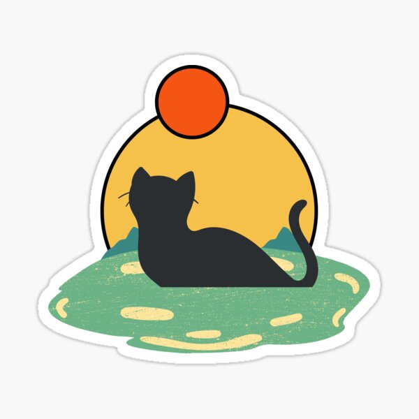 "Cat Watching Sunset - Cat in the Water - cat silhouette" Sticker for ...