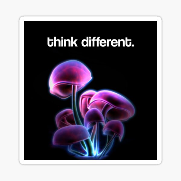 "Mushroom Print “Think Different”" Sticker for Sale by transparentdude ...