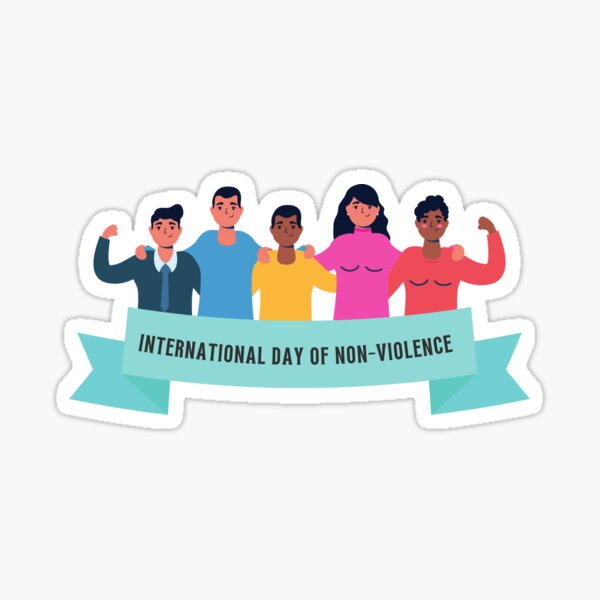 "International day of non-violence colourful campaign t shirt " Sticker ...