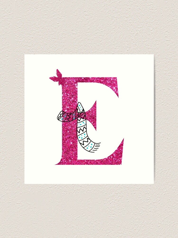 Lámina artística «Letra E - E en purpurina rosa | Nombre con Letra E ...