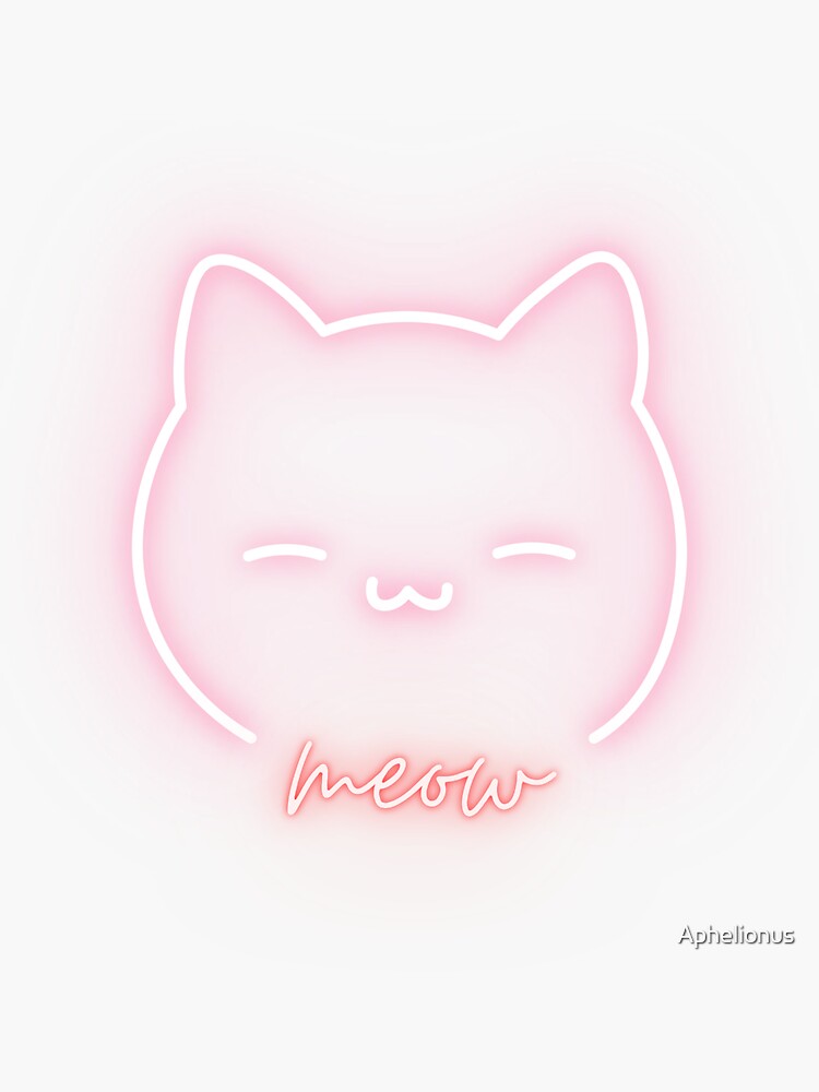 "Cut Neon Meow" Sticker for Sale by Aphelionus | Redbubble