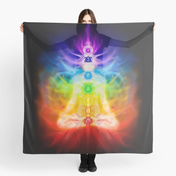 "Chakras and energy flow on human body art photo print" Scarf by ...