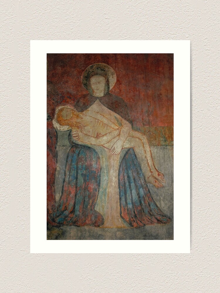 "Mourning Virgin Mary clasps body of crucified Christ" Art Print for ...