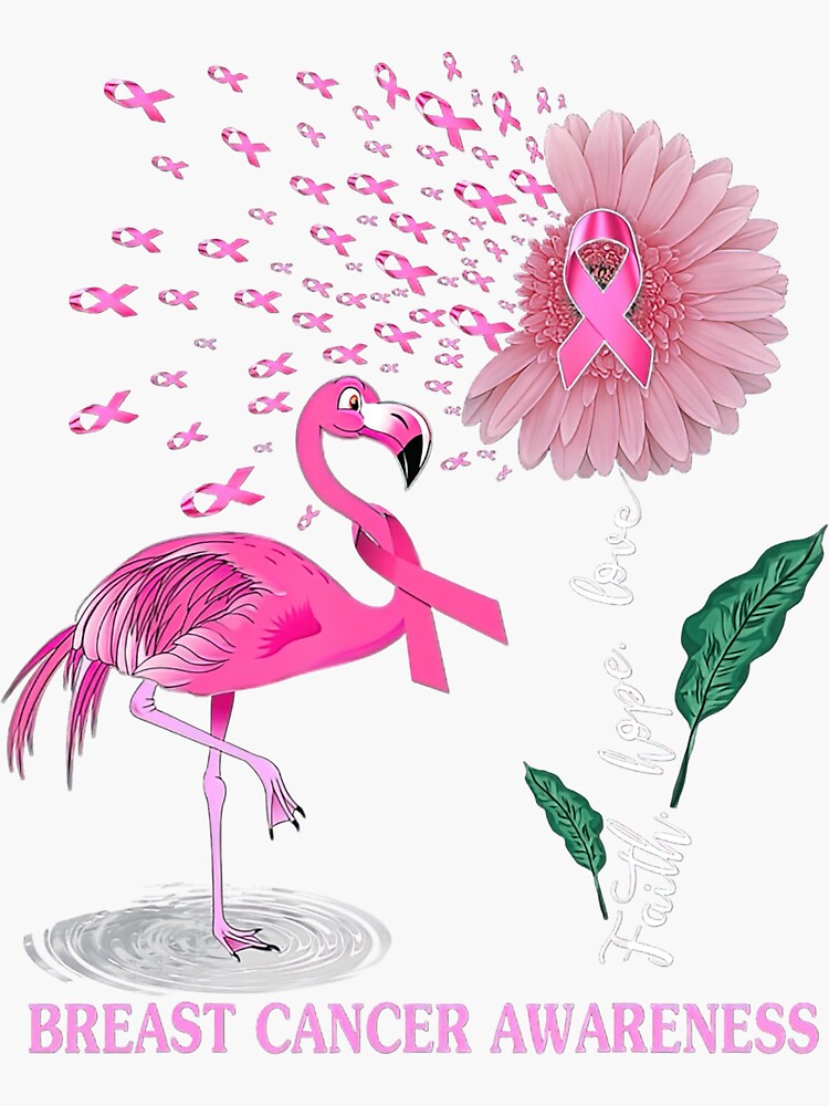 Breast Cancer Awareness Faith Hope Love Pink Flamingo Ribbon Breast