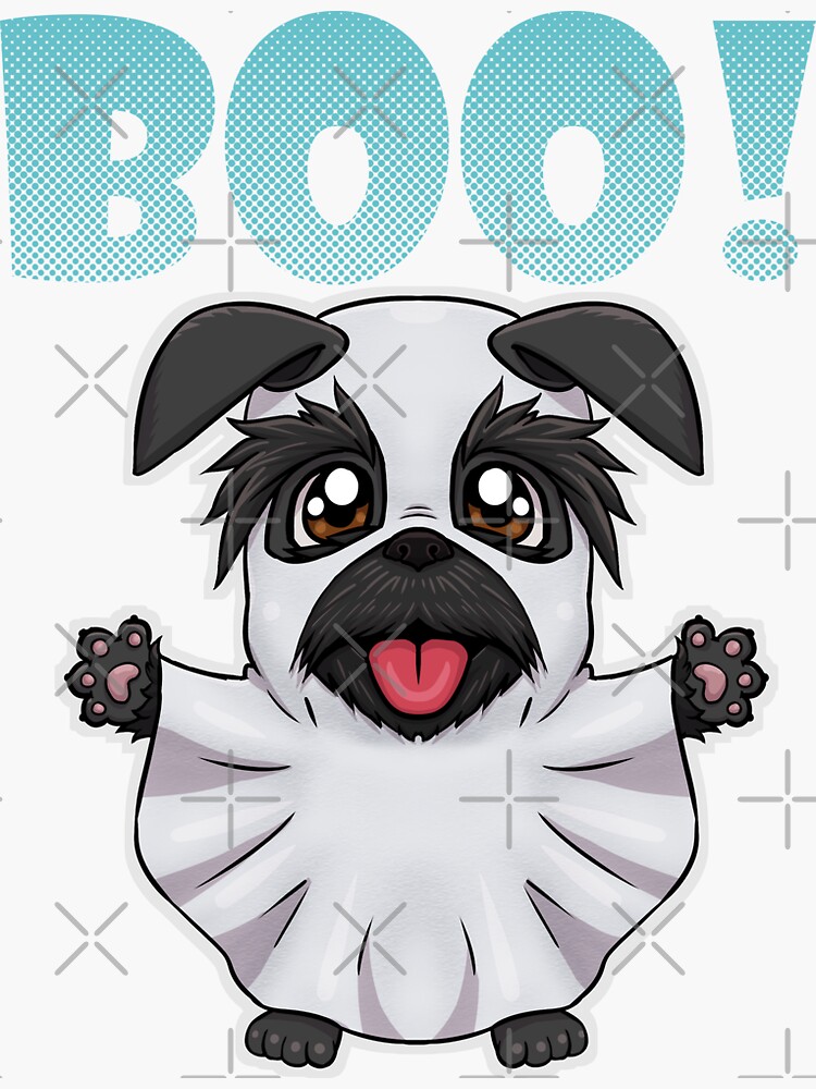 "Boo Ghost Pug Puppy | Halloween Puppy | Black" Sticker for Sale by ...