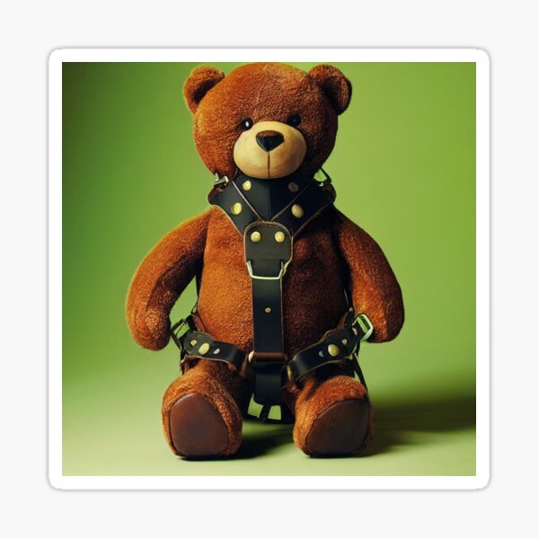 "Teddy Bear Wearing a Leather Harness #7" Sticker for Sale by ...