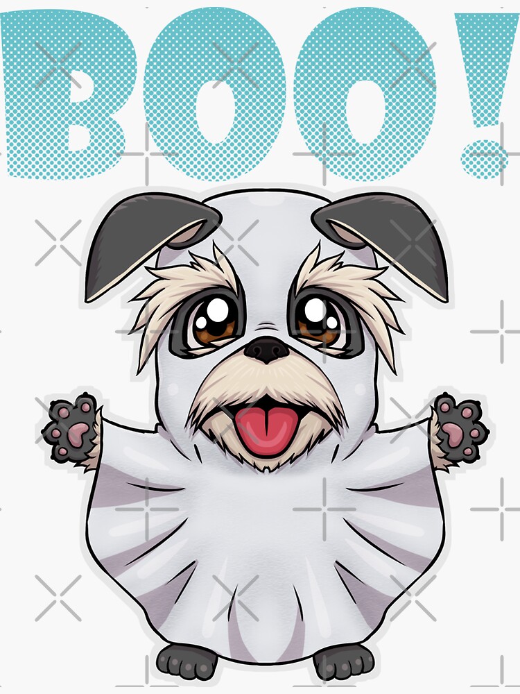 "Boo Ghost Pug Puppy | Halloween Puppy | Salt and Pepper" Sticker for ...