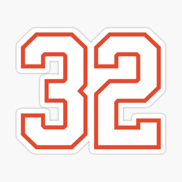"Sports Number 32, white orange color lucky sport thirty two" Sticker ...