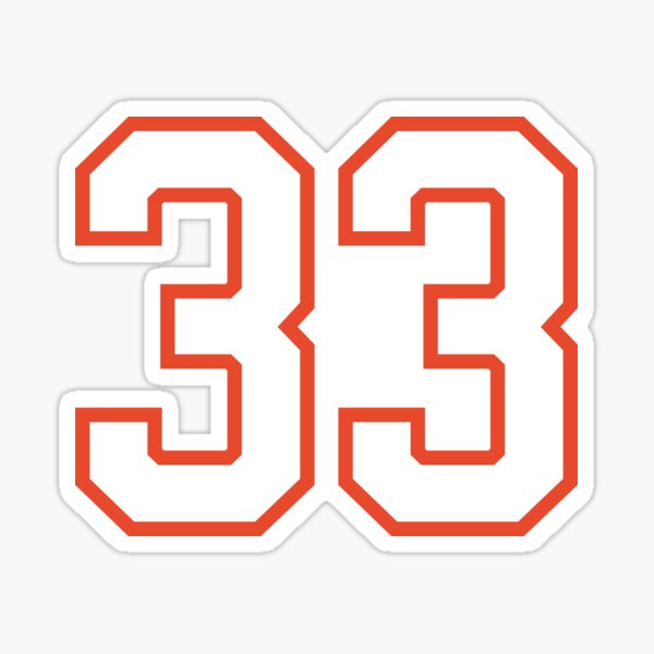 "Sports Number 33, white orange color lucky sport thirty three" Sticker ...