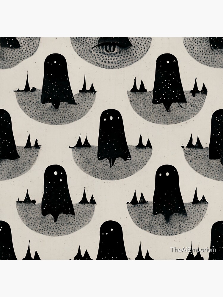 "Halloween spooky black and white cute ghosts pattern night sky ...