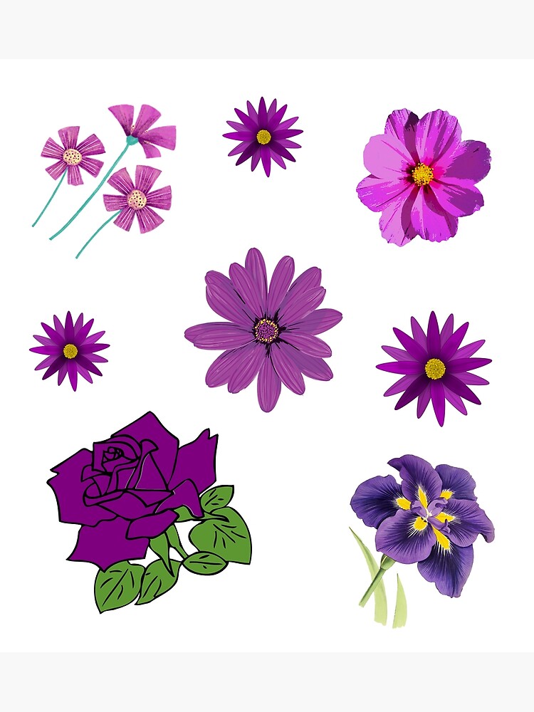 "Purple flowers sticker pack" Poster for Sale by BlackEye28 | Redbubble