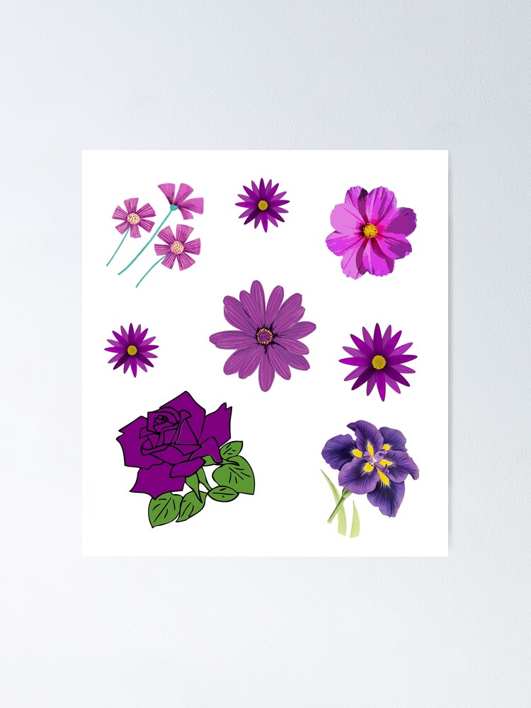"Purple flowers sticker pack" Poster for Sale by BlackEye28 | Redbubble