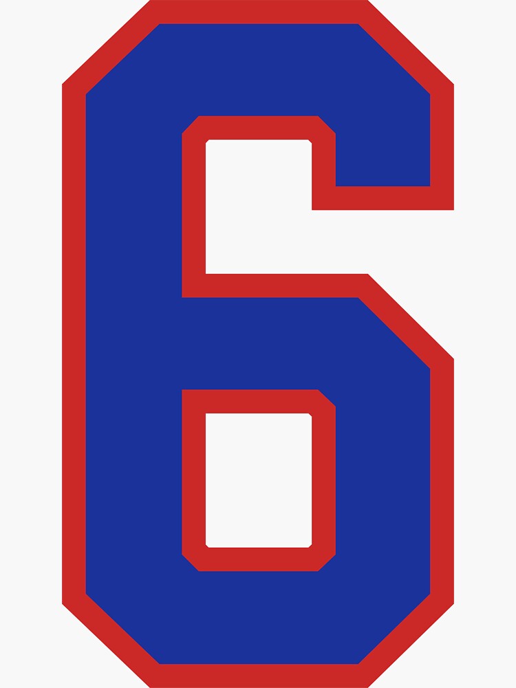 "Number 6 blue red sports jersey six" Sticker for Sale by ...