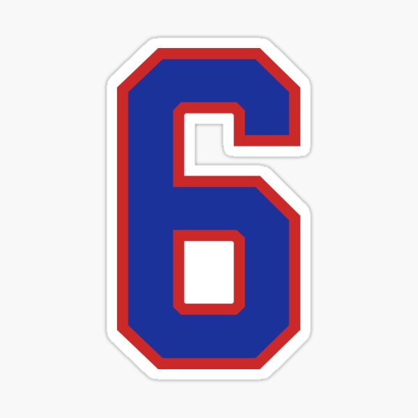 "Number 6 blue red sports jersey six" Sticker for Sale by ...