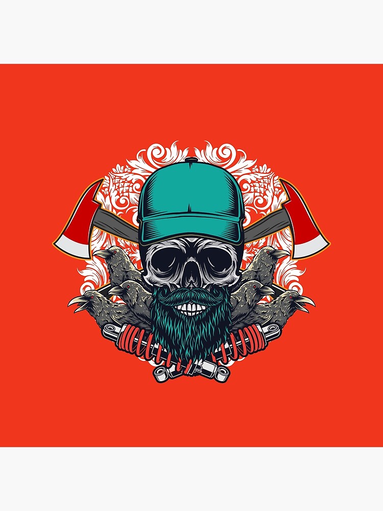 "Scary Mechanic Raven Skull with Axe" Poster for Sale by 99DigitalDex ...