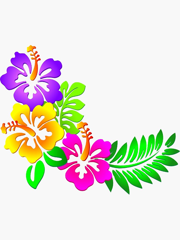 "Hawaiian Flowers" Sticker for Sale by SuSquash | Redbubble