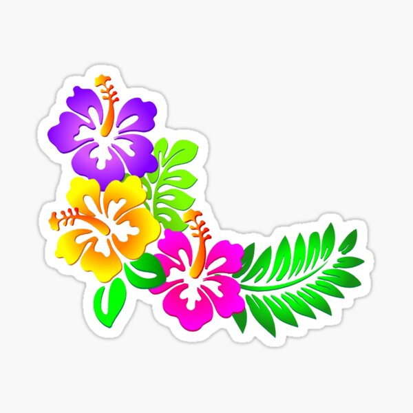 "Hawaiian Flowers" Sticker for Sale by SuSquash | Redbubble