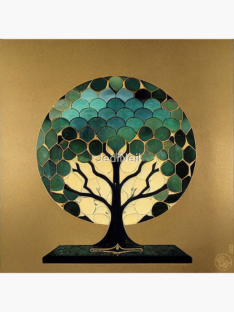 "Jade Inlay Tree of Life with Gold Leaf Background" Poster for Sale by ...