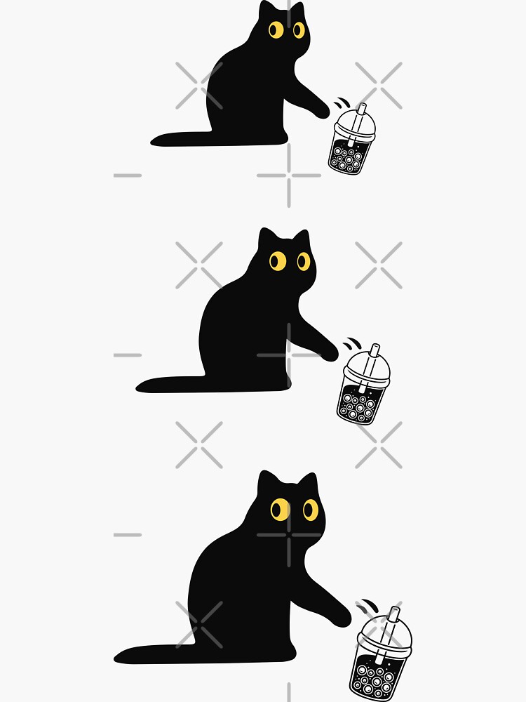 "Cat Knocking Off Bubble Tea Drink" Sticker for Sale by chillaxcats ...