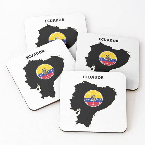 Posavasos (lote de 4) «Mapa de Ecuador con Balón de Futbol y colores de ...