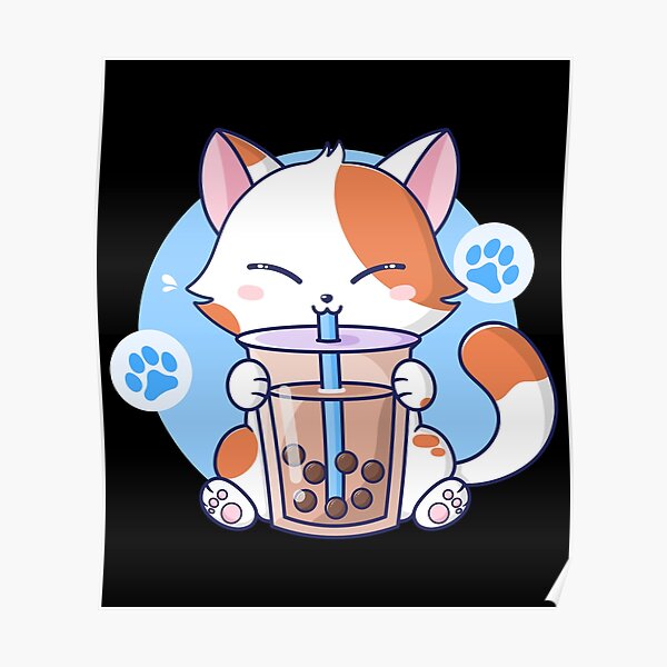 "Cat Boba Tea Bubble Tea Kawaii Anime Japanese Neko Matching Cat Lover ...