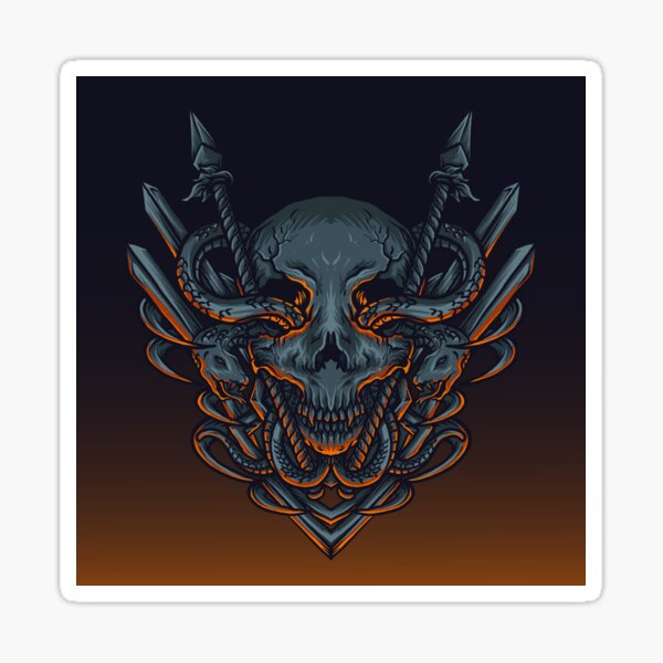 "SSS - Snake, Skull, Spear" Sticker for Sale by the-elmnt | Redbubble