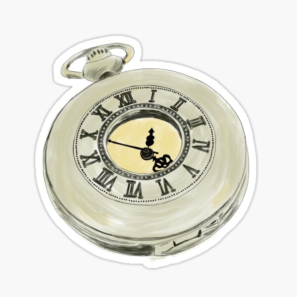 "Silver Pocket Watch" Sticker for Sale by Shimmersnap | Redbubble
