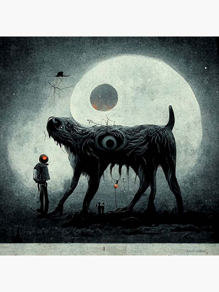 "Scary dog in a nightmare." Sticker for Sale by Maniock | Redbubble