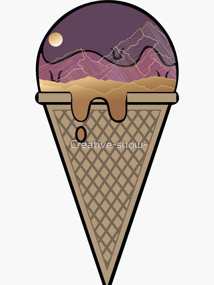 "Golden ice cream " Sticker for Sale by Creative-show- | Redbubble