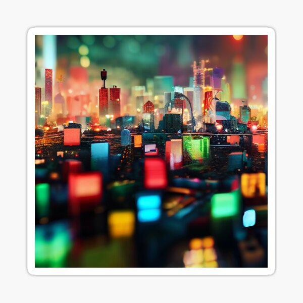 "Futuristic City City Future Digital Art 20th" Sticker for Sale by piXn ...