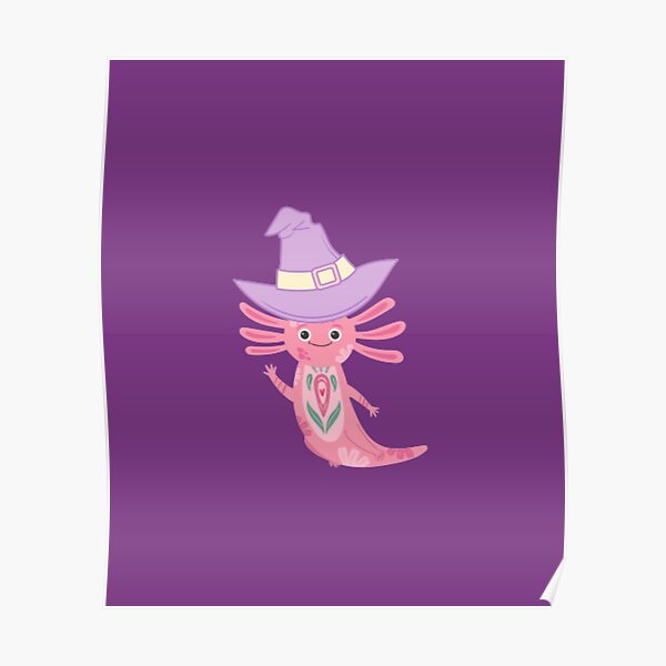 "Cute axolotl in witch costume" Poster for Sale by Benlaniboutique ...
