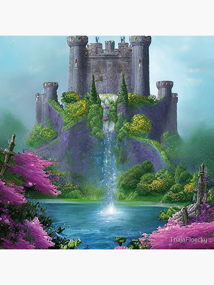 "Romantic Spring Castle 1 - Waterfall & Lake" Sticker for Sale by ...