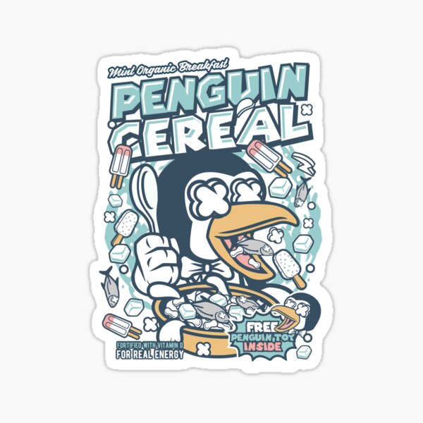 "Penguin Cereal Cartoon Cereals box" Sticker for Sale by AlxDuck ...