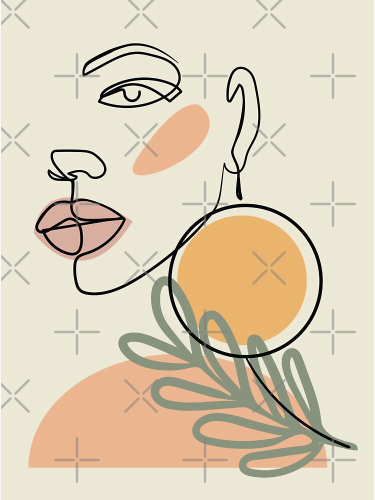 "Beautiful Womans Face, Line Art Drawing" Sticker for Sale by ...