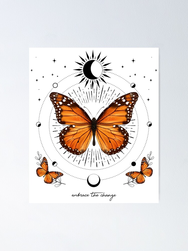 "Monarch Butterfly Celestial Butterfly Sun Moon Phase Magical" Poster ...