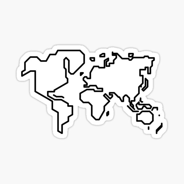 "Simplified world map" Sticker for Sale by Amilaz | Redbubble
