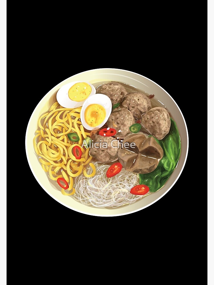 "Indonesian Bakso - Meatball Noodle Soup" Poster for Sale by Alicia ...