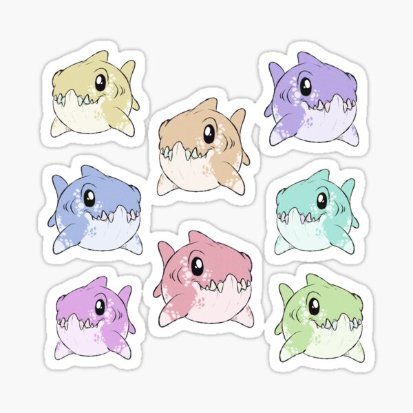 "Round pastel sharks" Sticker for Sale by dinosaphira99 | Redbubble