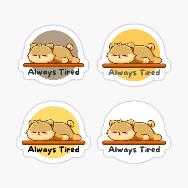 "Always tired, cat sticker pack variations" Sticker for Sale by ...