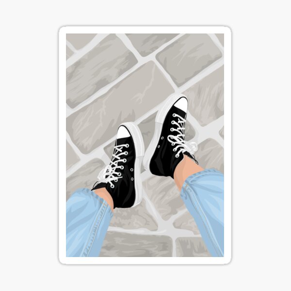 "Loving my new shoes | illustration of a girl with new sneakers ...