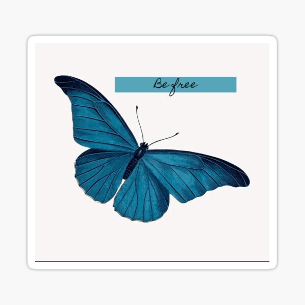 "Blue butterfly" Sticker for Sale by Teodora-art | Redbubble