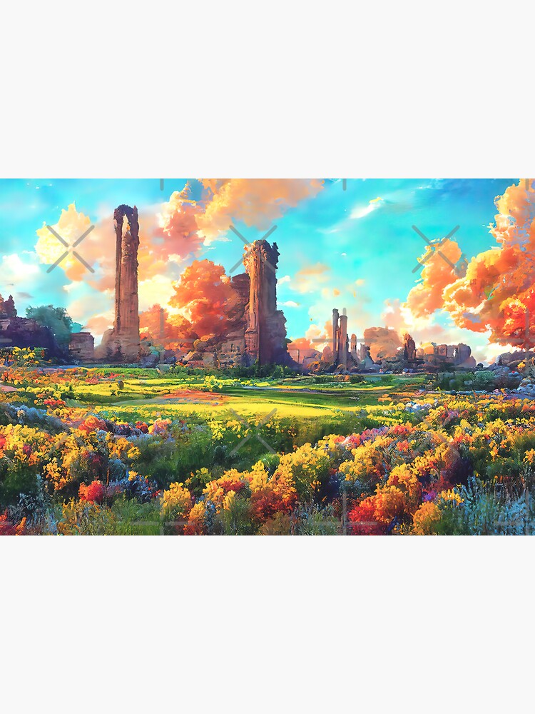 "Digital painting of a fallen city crumbled ruins" Sticker for Sale by ...