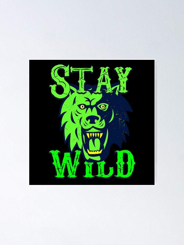 "Stay Wild Club Ben Azelart Merch - angry wolf - energetic color ...