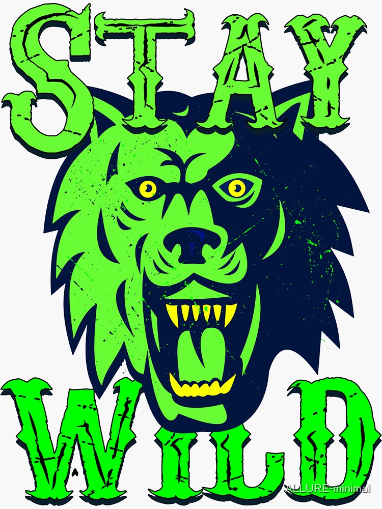 "Stay Wild Club Ben Azelart Merch - angry wolf - energetic color ...