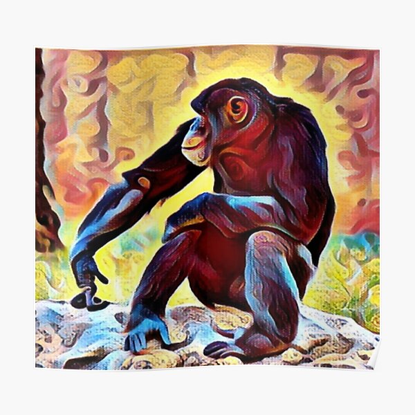 "Chimp Having A Think Pop Art Rainbow" Poster for Sale by RainbowLush ...