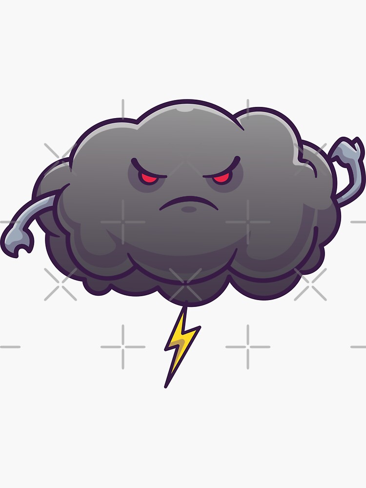 "Cute Angry Cloud Storm" Sticker for Sale by SamirElh77 | Redbubble