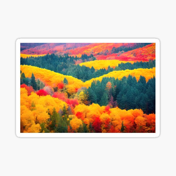 "Colorful fall forest landscape" Sticker for Sale by FokasuArt | Redbubble