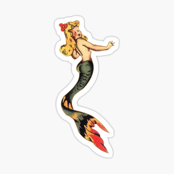 Sailor Jerry Mermaid Sticker For Sale By Teevintage Redbubble
