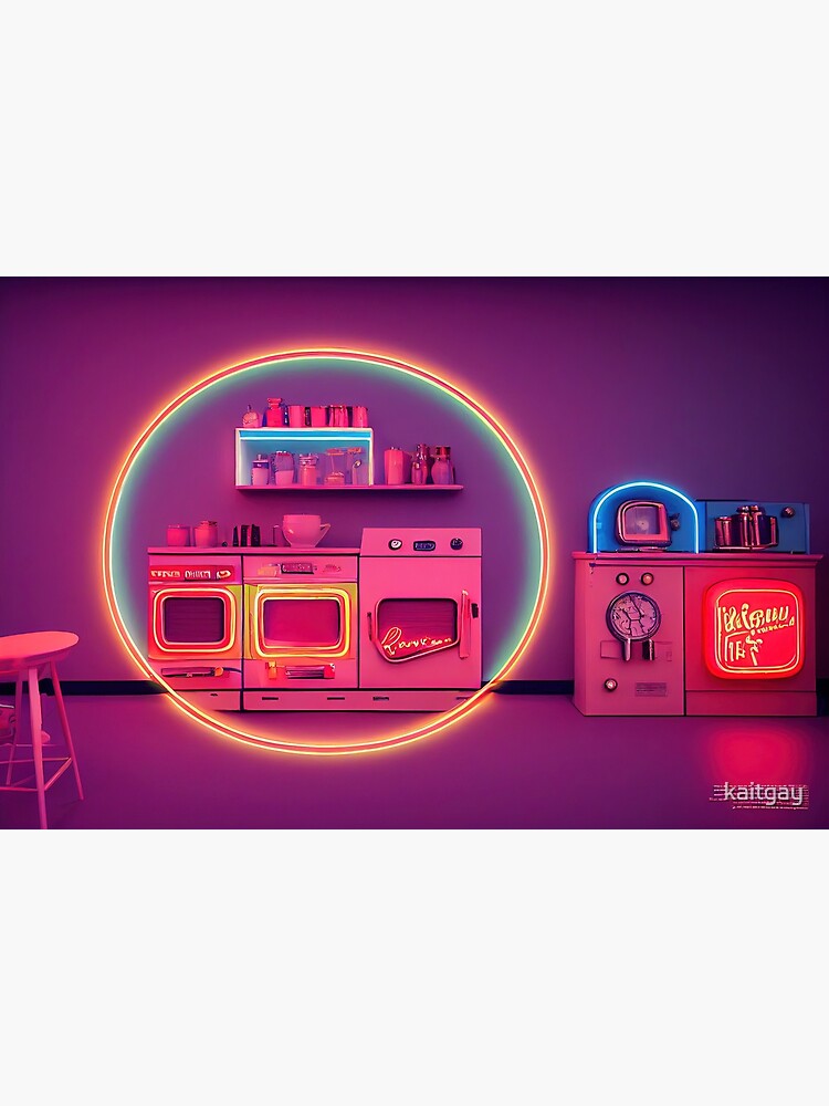 "neon kitchen retro illustration" Poster for Sale by kaitgay | Redbubble