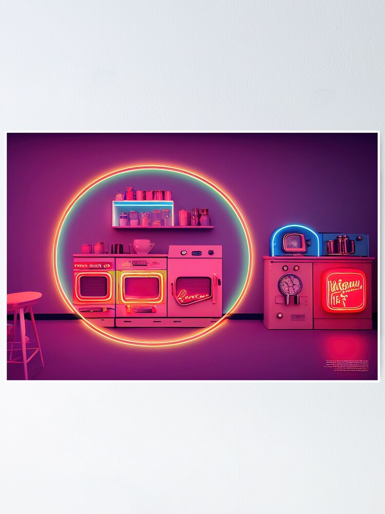 "neon kitchen retro illustration" Poster for Sale by kaitgay | Redbubble